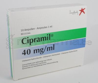 Apotheek Duchateau Genk 3600 Genk : Home > CIPRAMIL 40 MG/ML 10 AMP INF